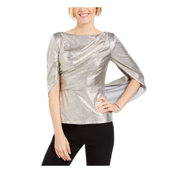 Adrianna Papell | Tops | Nwt Adrianna Papell Womens Gold Boat Neck Top ...